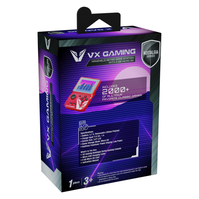 VX Gaming Nostalgia Series Handheld Retro Game Station with 4GB Micro ...